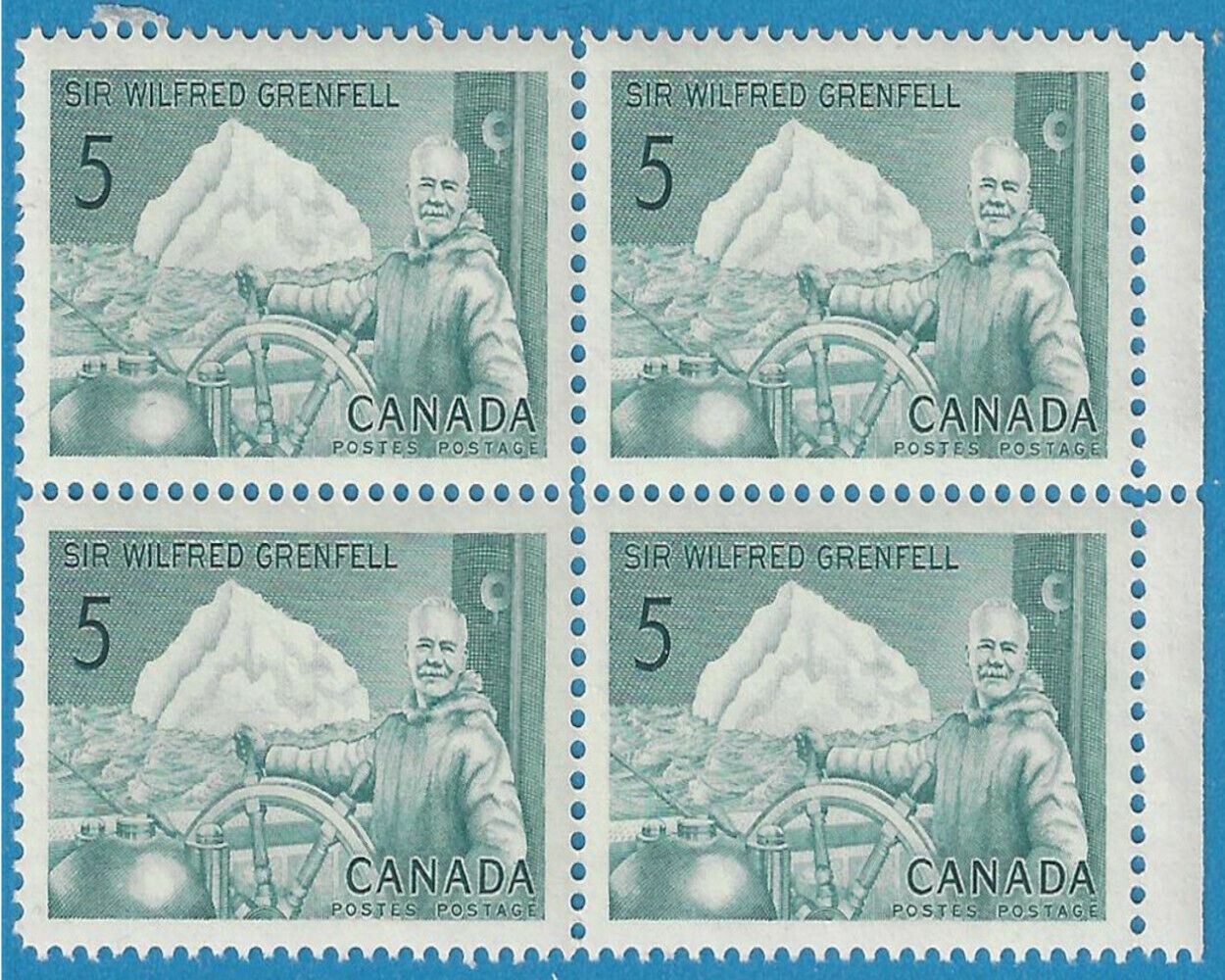 1965 Canada Stamp 5 Cent Sir Wilfred Grenfell Scott #438 Block Of 4